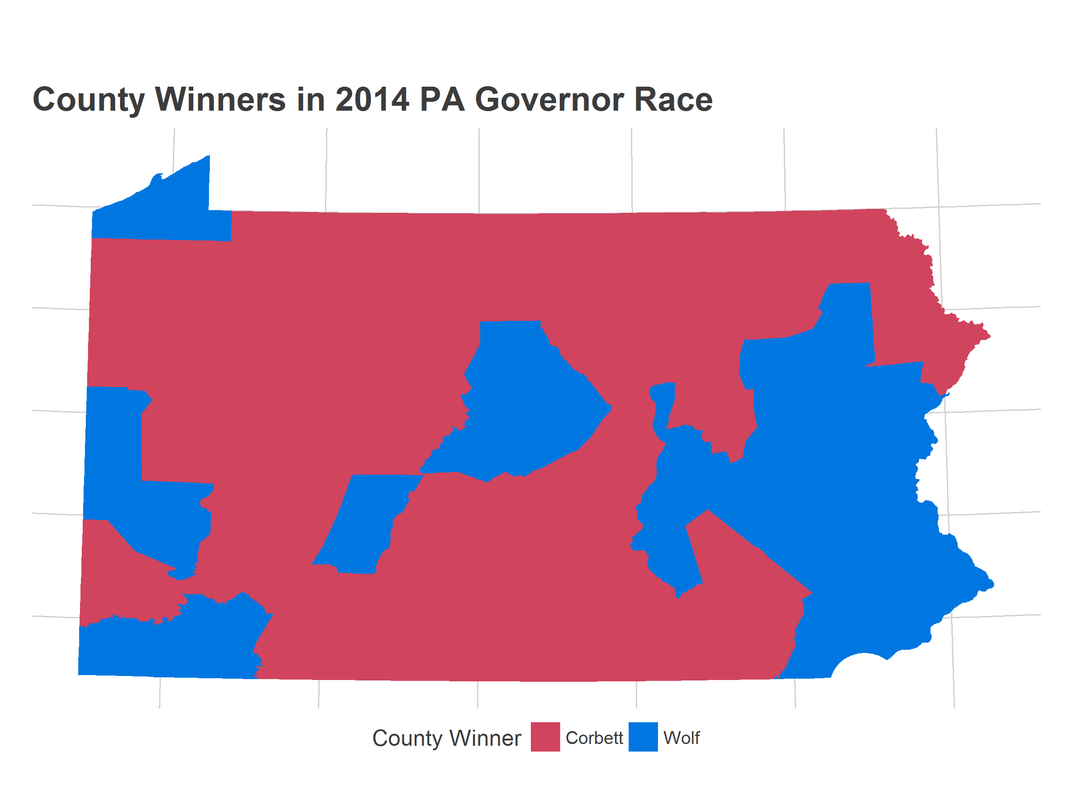 A sequence of maps from the 2014 PA Governor’s Race – sixty-six wards